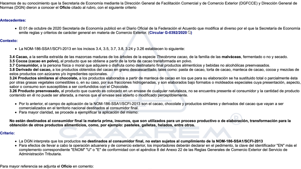 Criterio de aplicación a “Productos no destinados al consumidor final ...