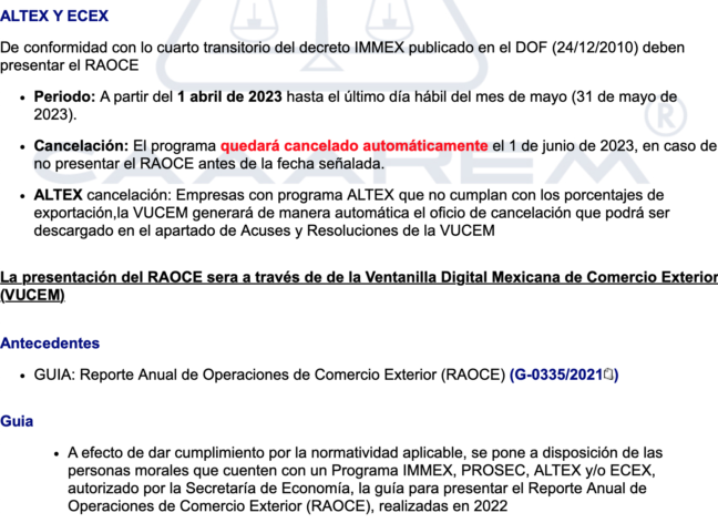 Guía Ventanilla Única Reporte Anual de Operaciones de Comercio Exterior IMMEX - PROSEC - Blog ...